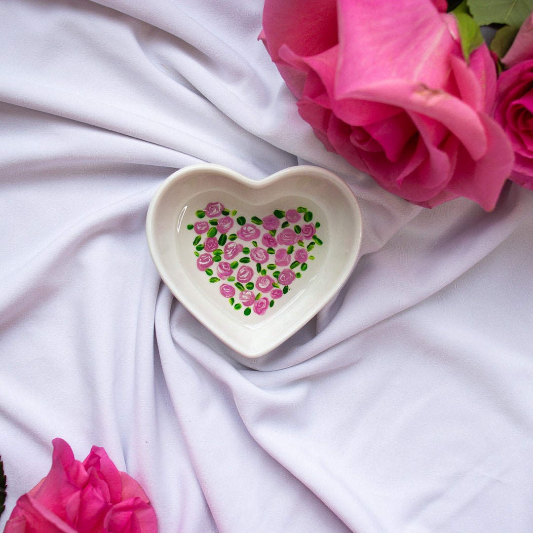 Hand-painted Trinket Dish, Wedding Ring Holder, Engagement Jewelry Dish ...