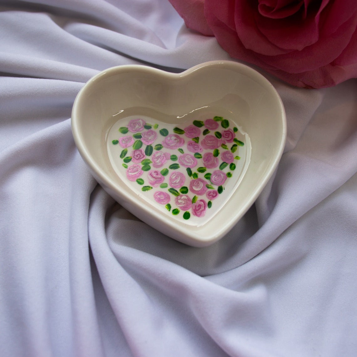Hand-painted Trinket Dish, Wedding Ring Holder, Engagement Jewelry Dish ...