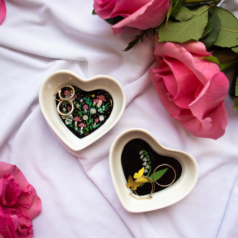 Hand-painted Trinket Dish, Wedding Ring Holder, Engagement Jewelry Dish ...