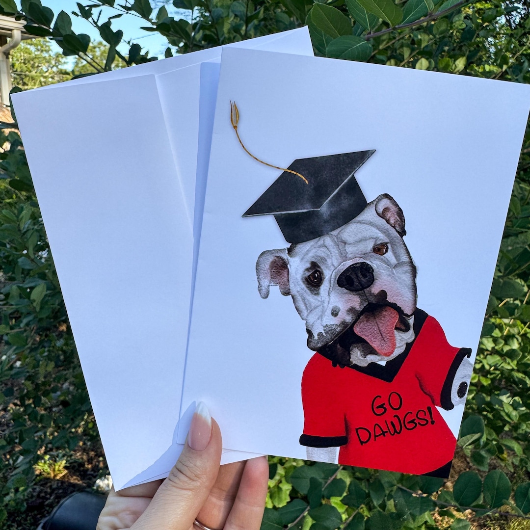 Watercolor Bulldog Graduation Card: UGA Go Dawgs, Blank Inside - Etsy