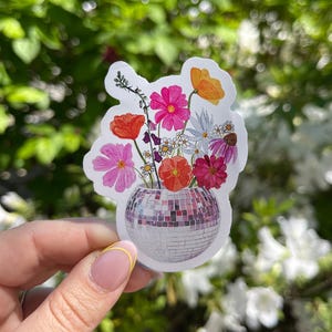 Disco Flowers Sticker, Waterproof Vinyl Sticker, Disco Ball, Flower ...