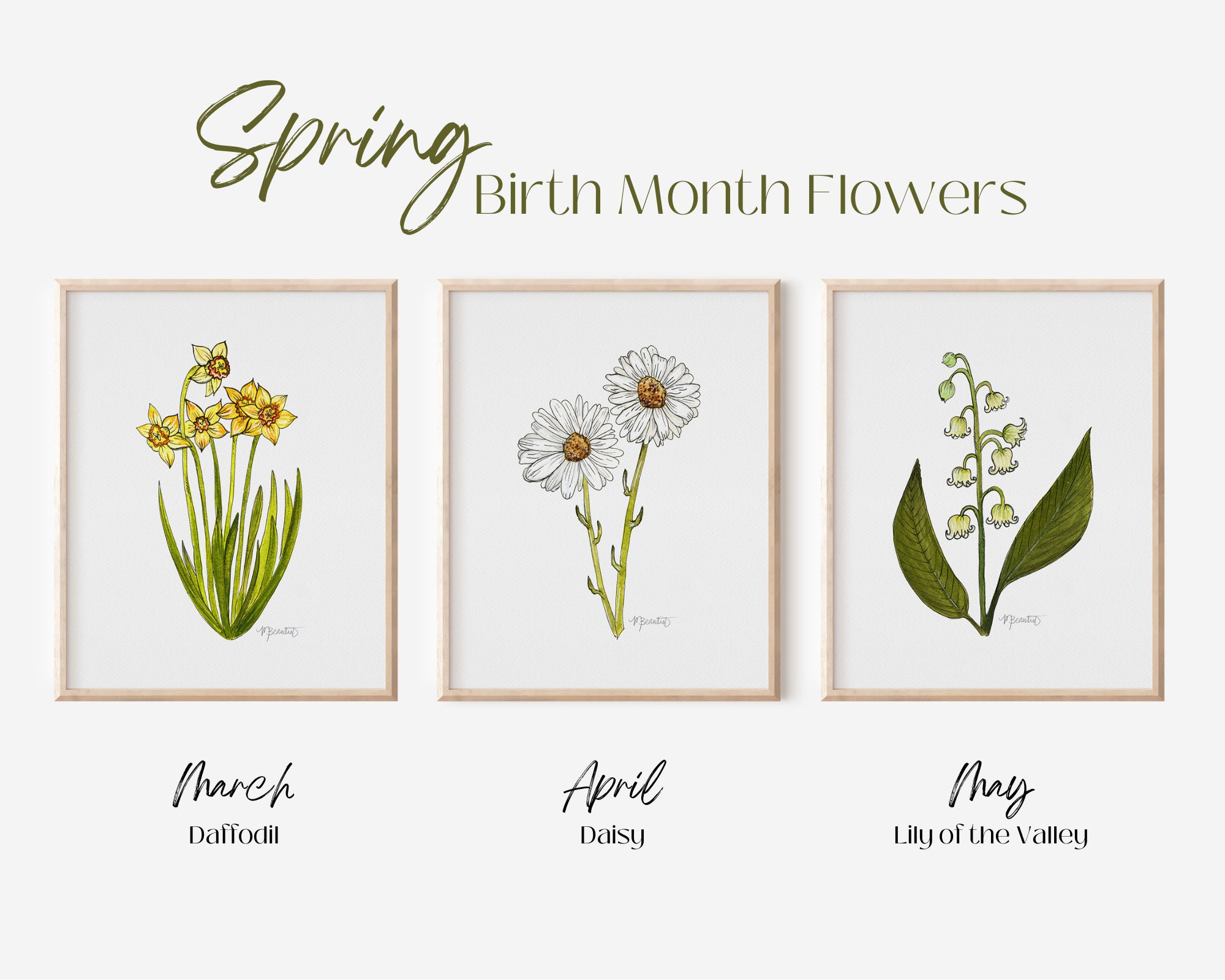 April Daisy Watercolor Birth Month Flower Botanical Art Print - Etsy