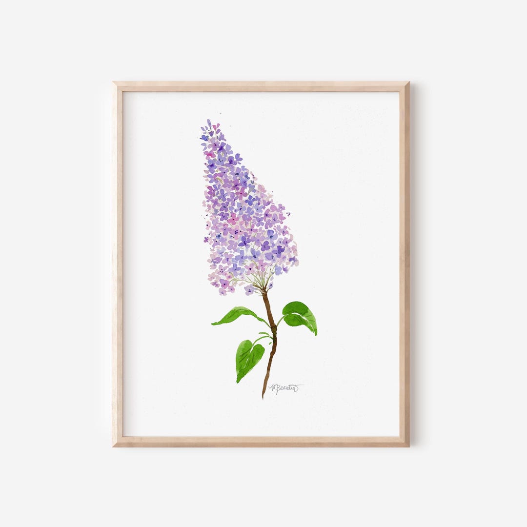 Lilac Watercolor Art Print: Floral Wall Decor - Etsy