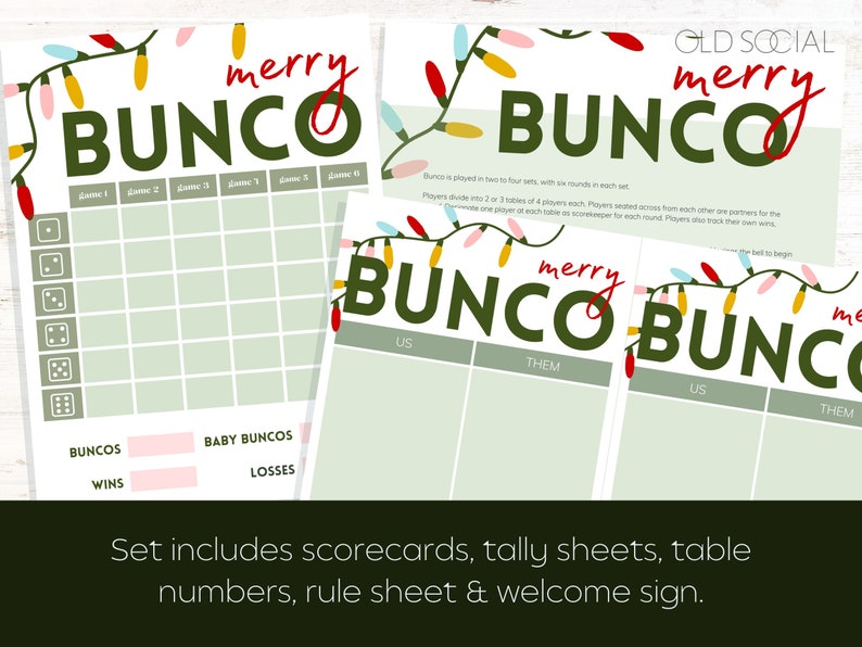 Merry Bunco Scorecard Christmas Set - Etsy