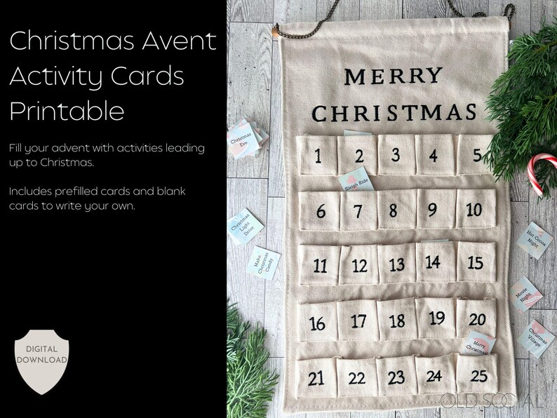 Printable Christmas Countdown Cards for Advent Calendar | Holiday ...