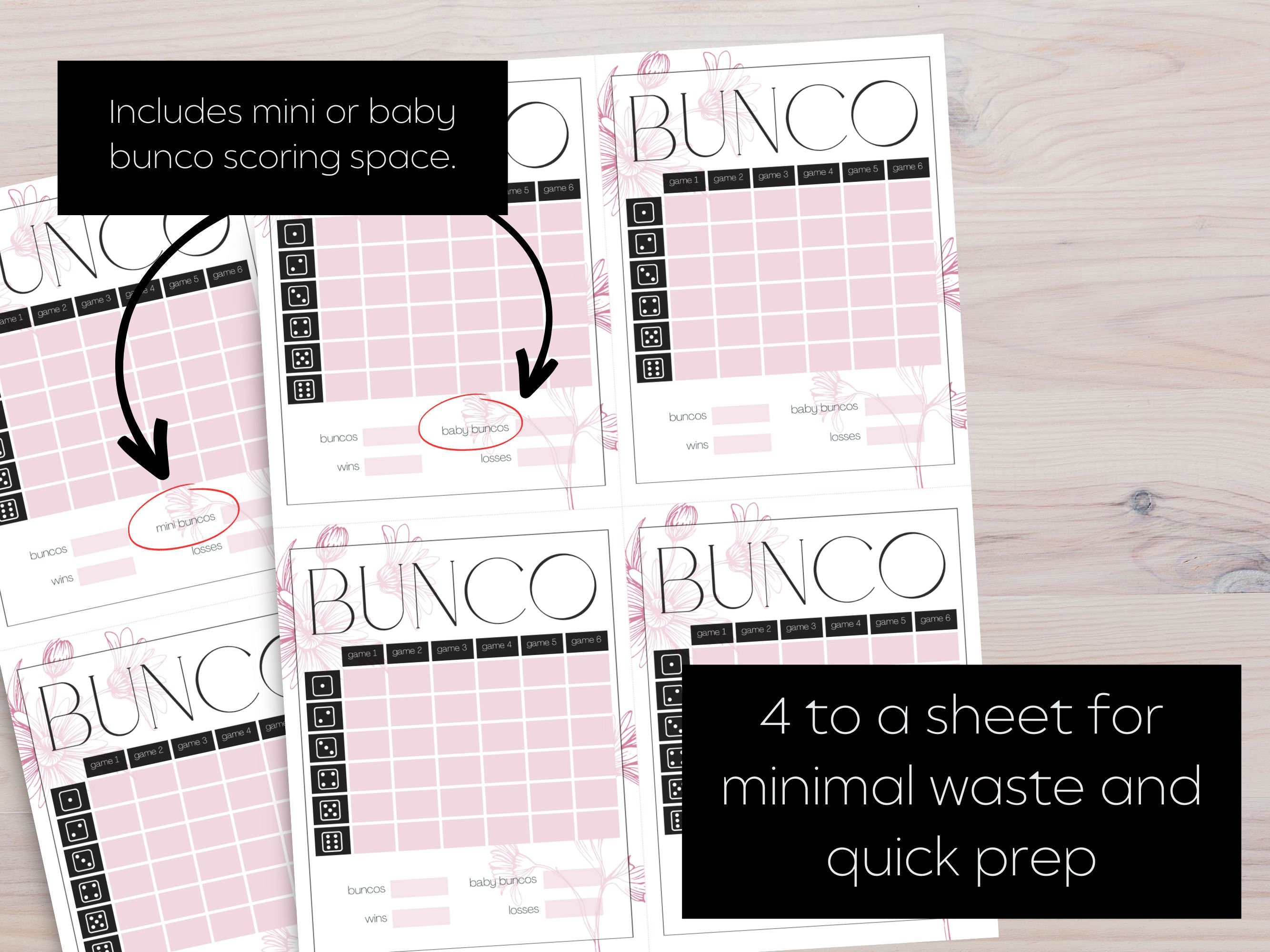 Pink Floral Bunco Scoresheet Set - Etsy