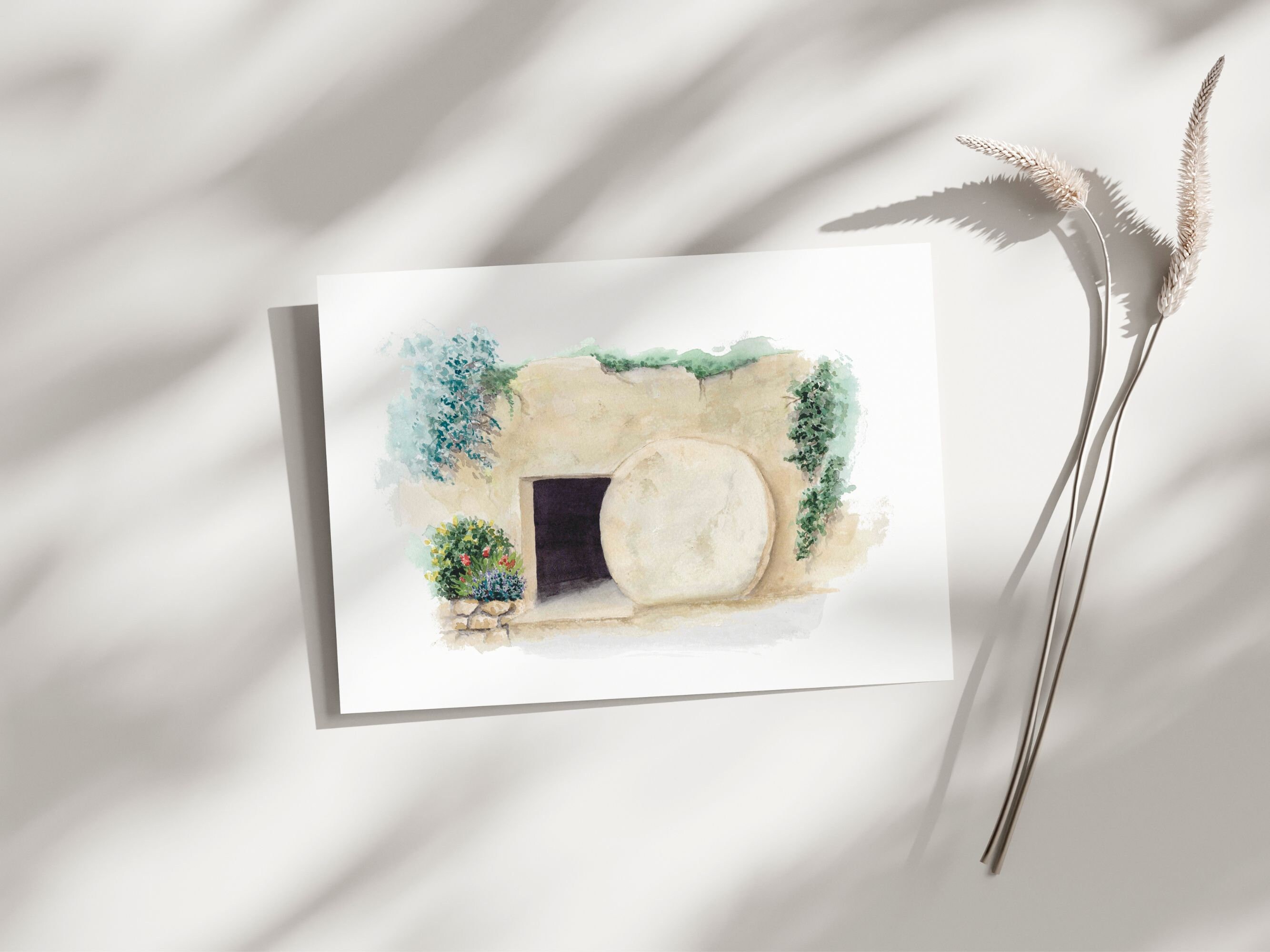He Lives Empty Tomb Printable Watercolor - Etsy