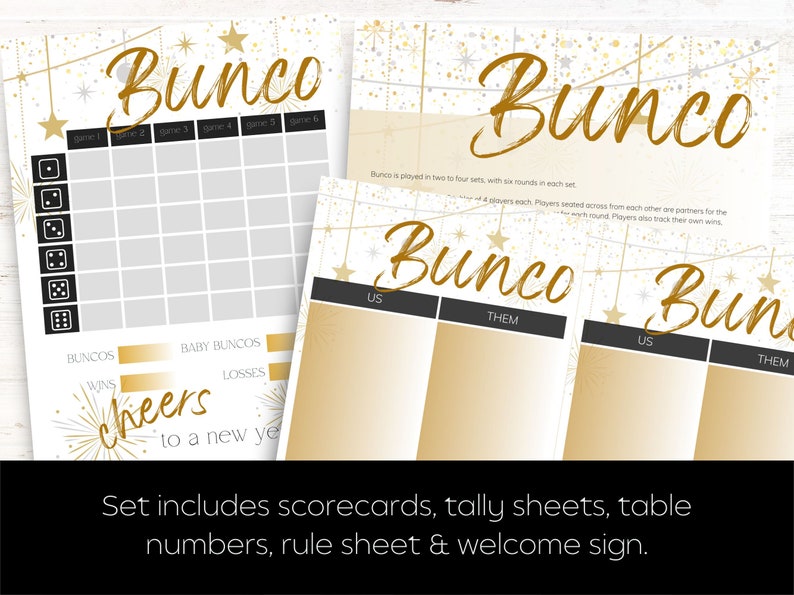 New Years Bunco Scorecard Set - Etsy