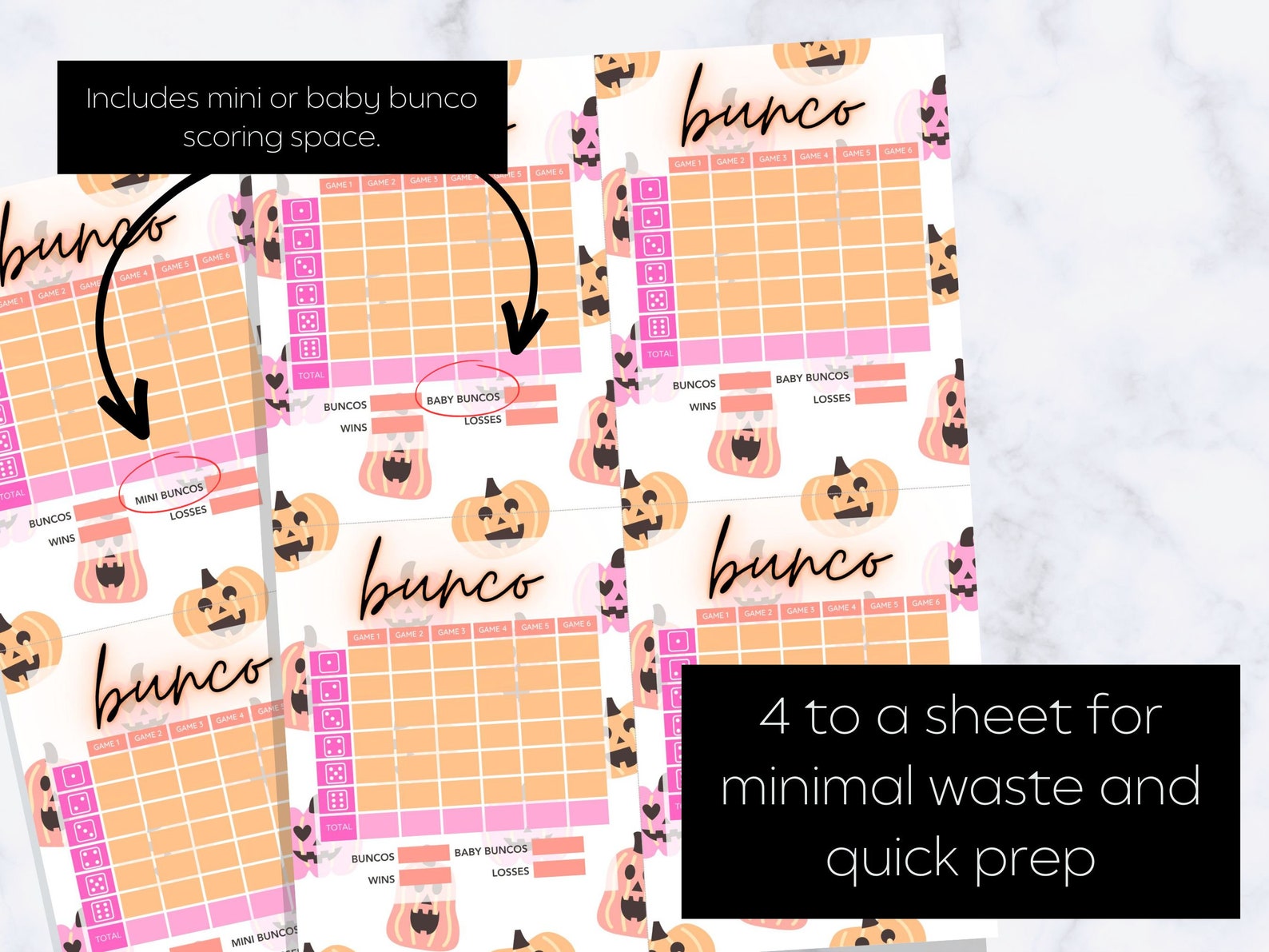 Cute Halloween Bunco Scorecard Set - Etsy