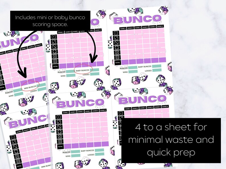 Cute Dice Bunco Scorecard Set - Etsy