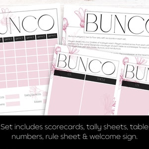 Pink Floral Bunco Scoresheet Set - Etsy