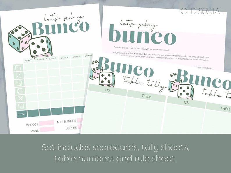 Bunco Scorecard Set: Printable Tally Sheets (PDF) - Etsy