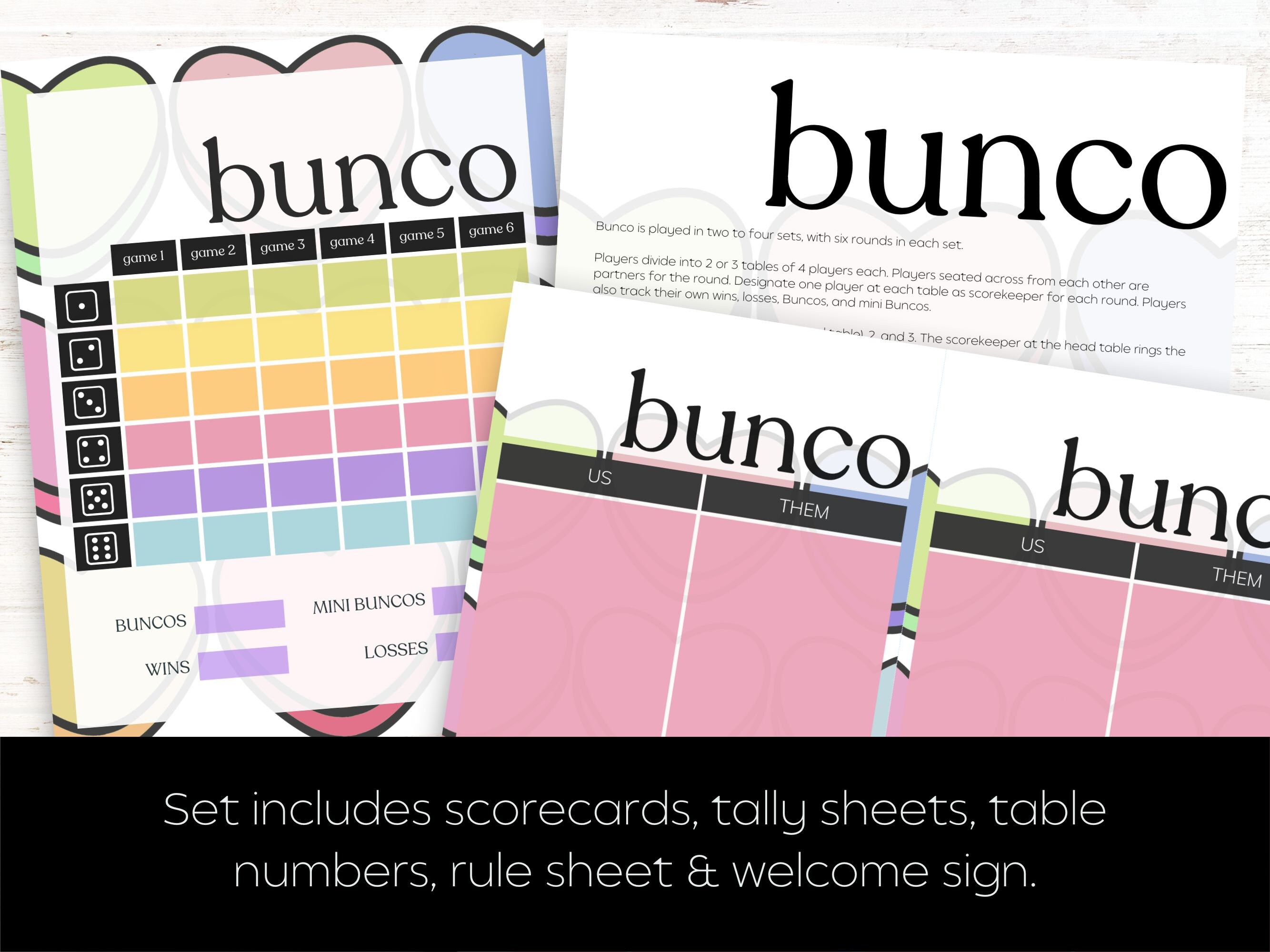 Sweet Heart Valentine Bunco Scorecard Set - Etsy