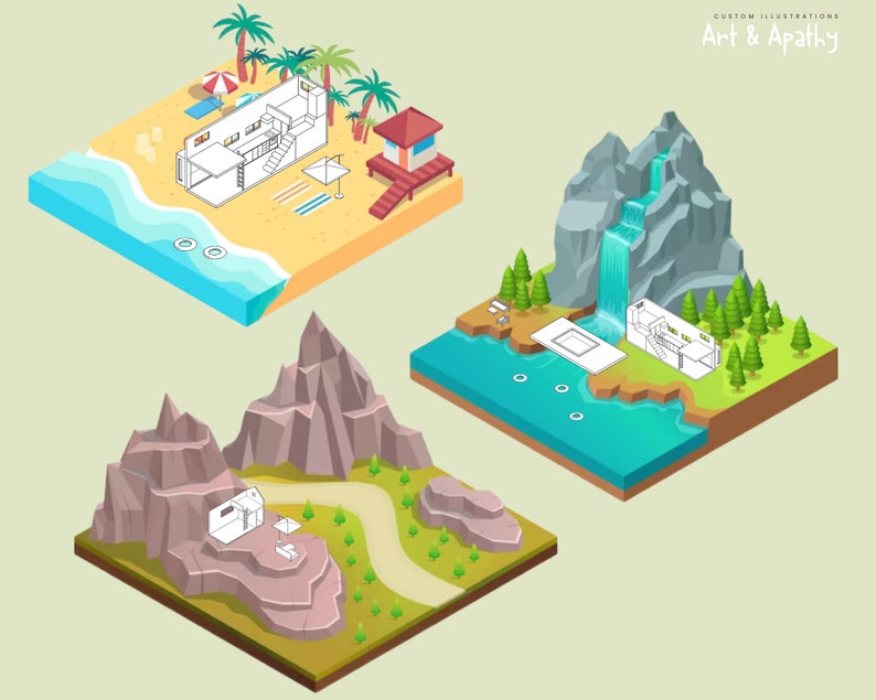 Isometric Tiny House Procreate Stamps: DIY Home Building (digital ...