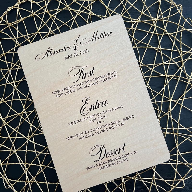 Engraved Menu - Etsy