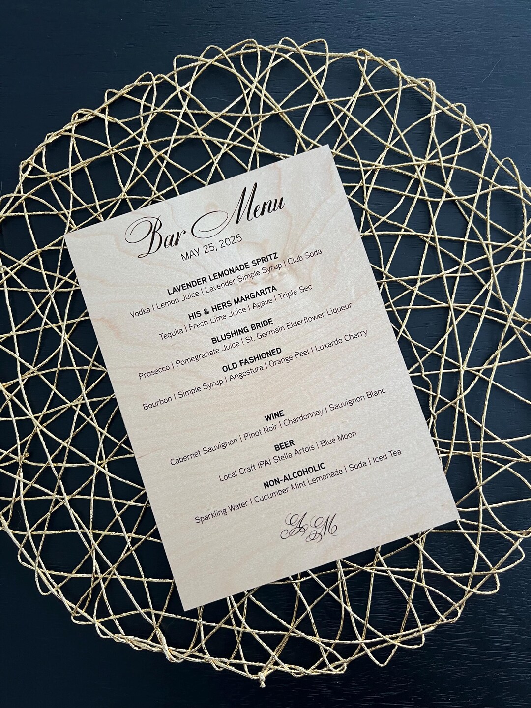 Personalized Wooden Bar Menu Sign – Custom Engraved Wedding Bar Menu ...