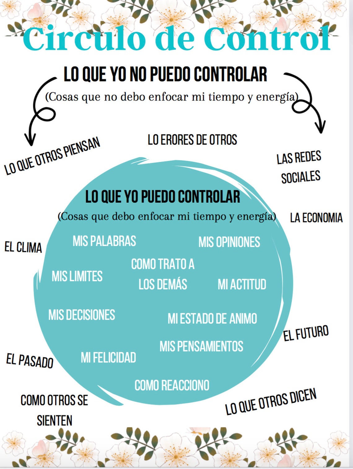 Circle of Control | Circulo De Control | Things I Can Control | Lo Que ...
