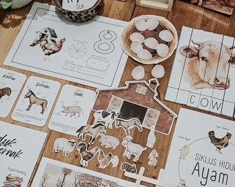 Farm Animals 3 Part Cards, Montessori, Homeschool, Reggio Emilia ...
