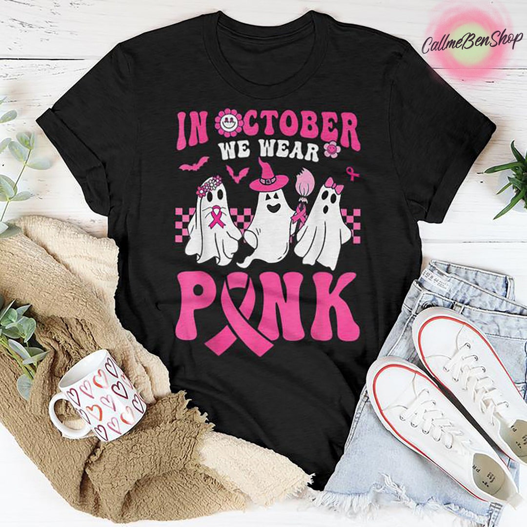 Halloween in October We Wear Pink T-shirt Breast Cancer - Etsy
