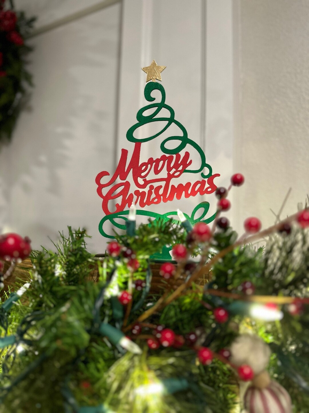 Merry Christmas Tree Stand-up, Personalized Laser-cut Tree W/ Custom ...