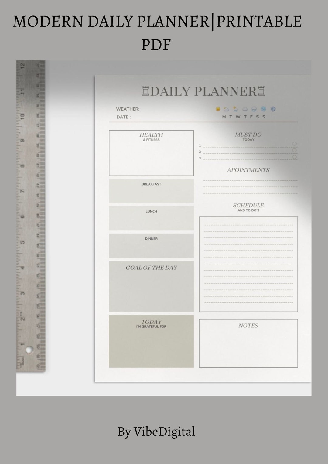 Daily Planner | PRINTABLE PDF - Etsy