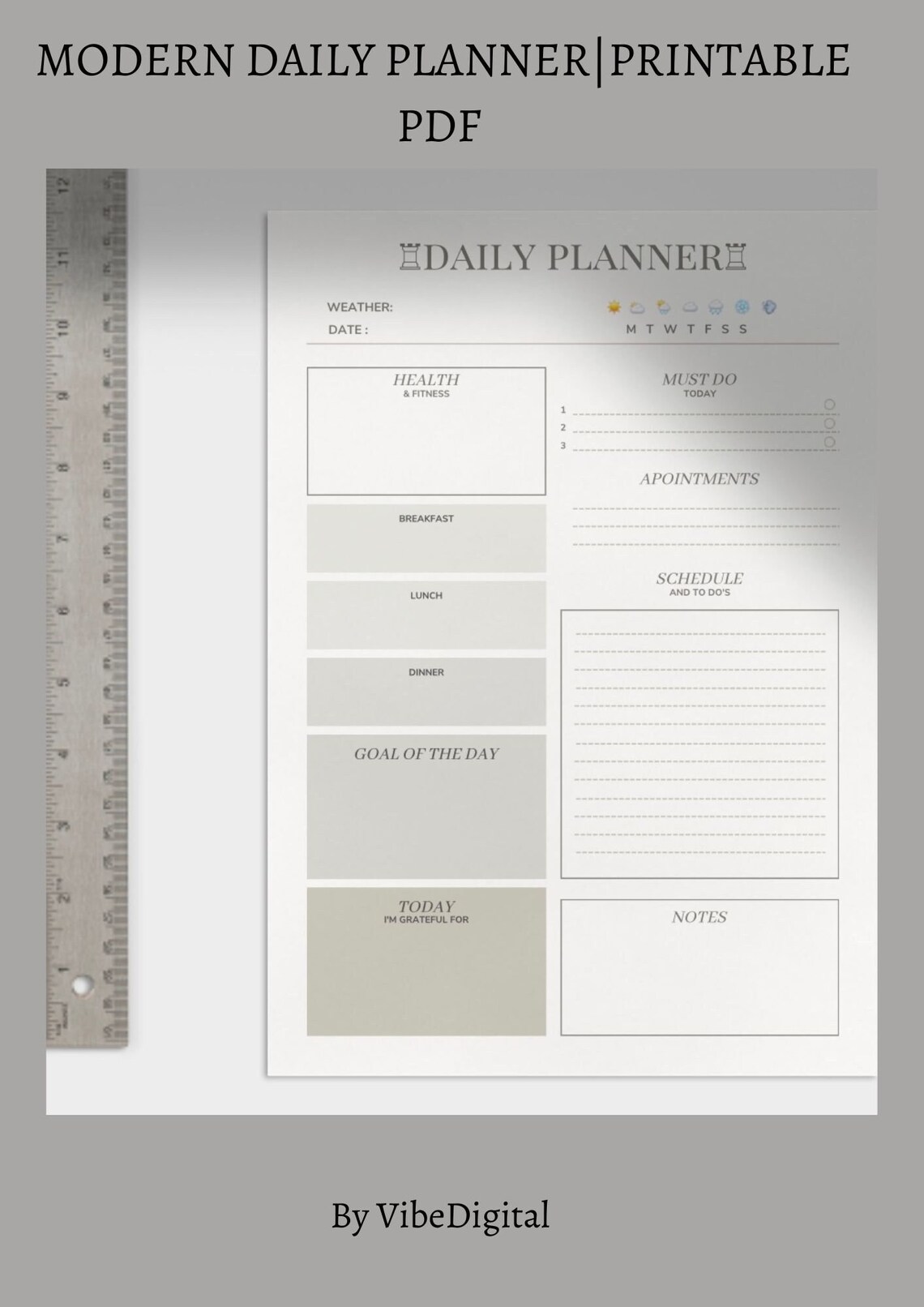 Daily Planner PRINTABLE PDF - Etsy