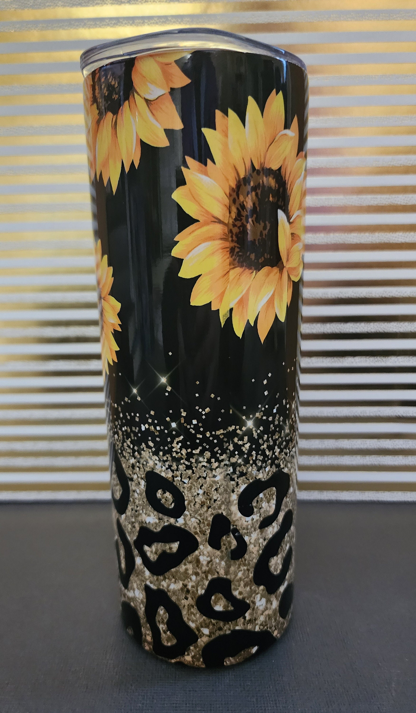 Sunflower Leopard Print Tumbler: 20oz Stainless Steel Skinny Tumbler - Etsy