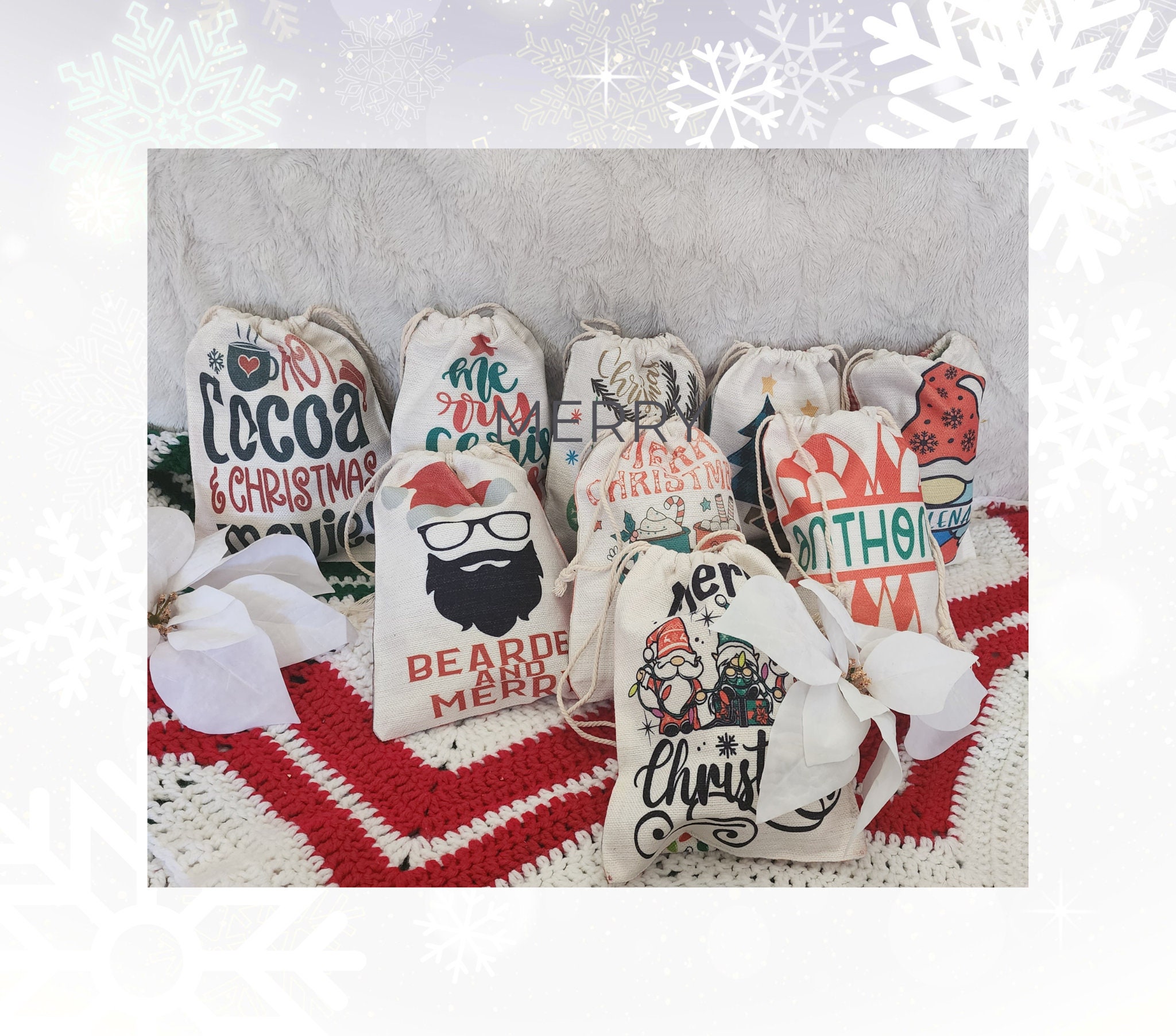 Personalized Mini Santa Sack Canvas Sack for Kids Personalized Gift ...