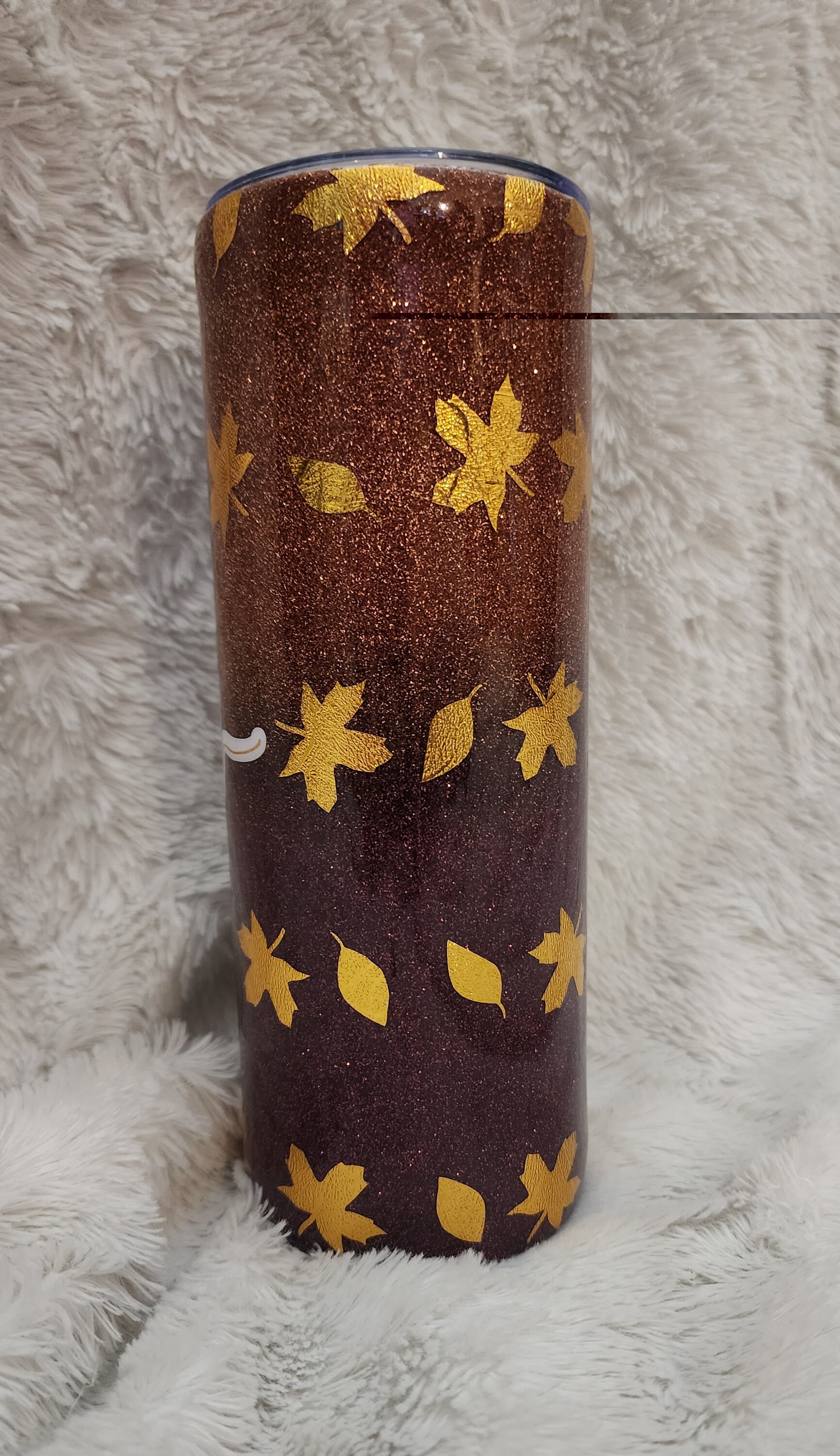 Fall Gold Leaves Epoxy Glitter Tumbler Hello Fall Tumbler. - Etsy