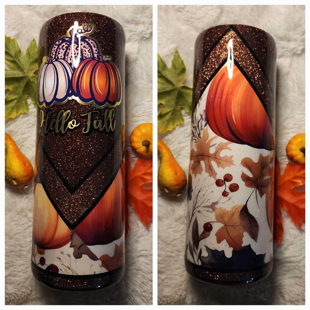 Fall Glitter Pumpkin Epoxy Tumbler: Autumn Ombre Stainless Steel Cup - Etsy