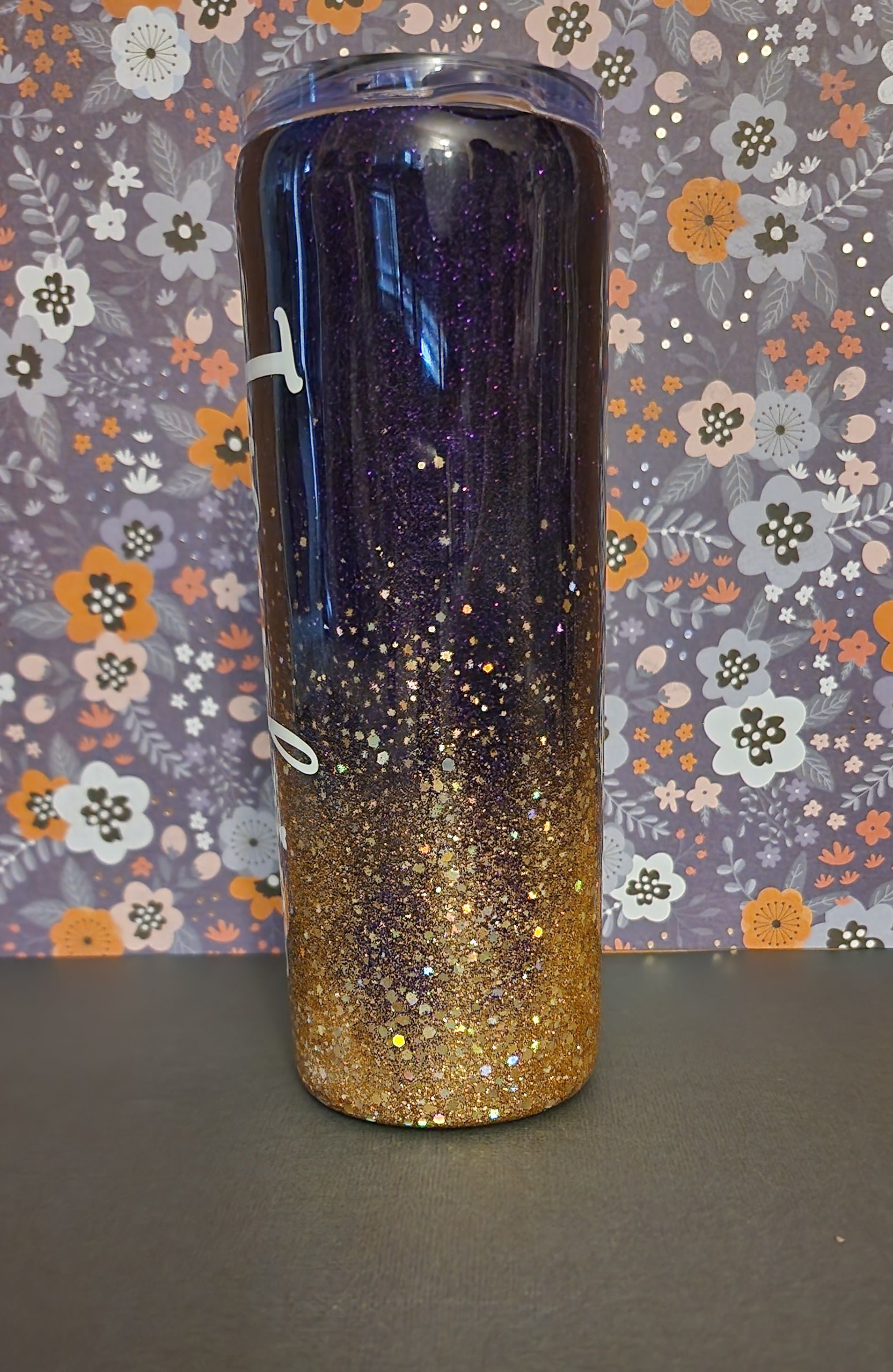 20oz Purple and Gold Ombre Glitter Tumbler Stainless Steel Tumbler ...