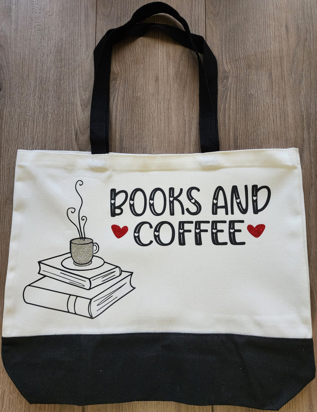 Books and Coffee Tote Reader Tote Bag College Tote Teen Girl Gift Book Lover Tote Bag Library ...