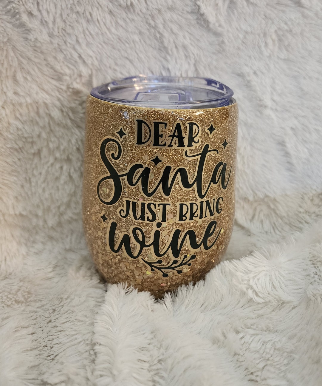 12oz Christmas Wine Tumbler; Champagne Glitter Epoxy Tumbler; Christmas ...