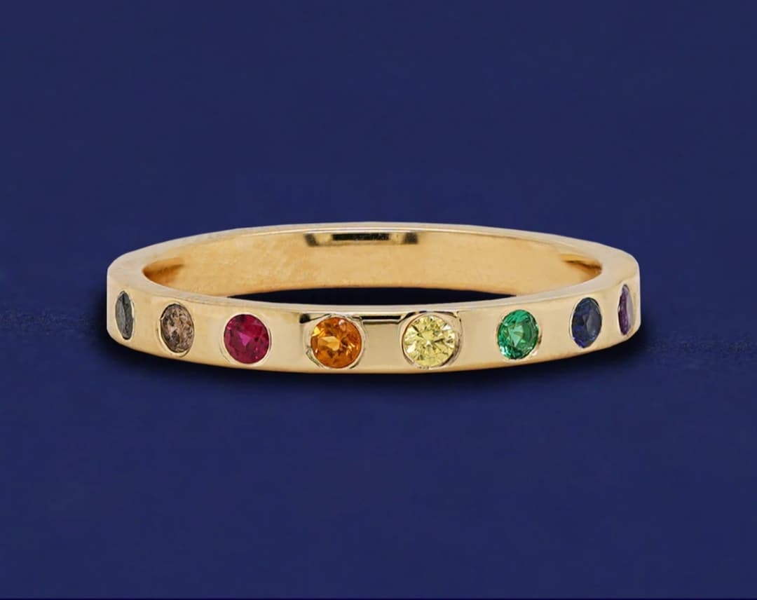 Multi Crystal Gold Wedding Thumb Band Multistone Band Ring - Etsy