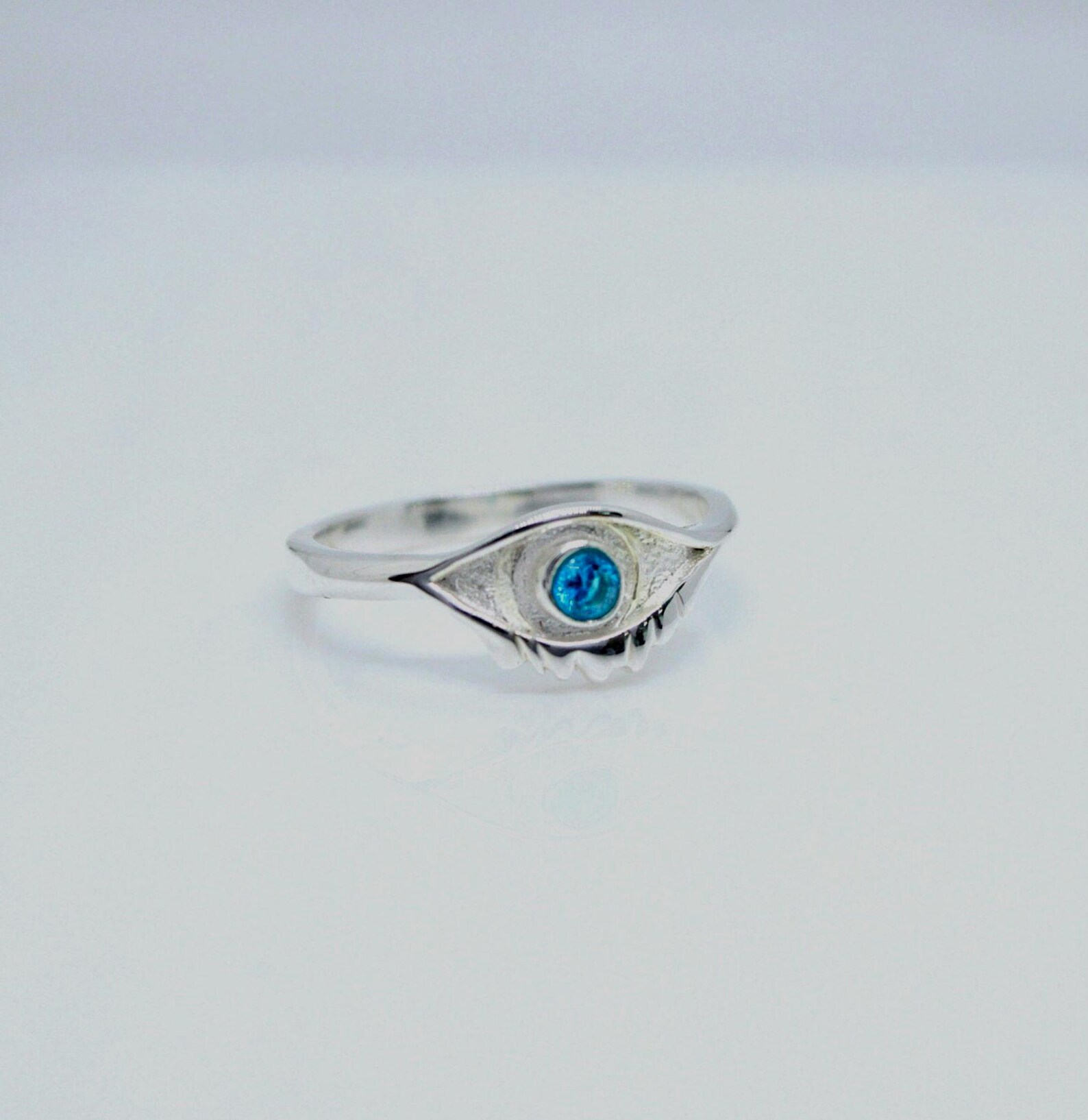 Blue Topaz Evil Eye Ring: Jujutsu Kaisen Gojo Inspired Sterling Silver ...