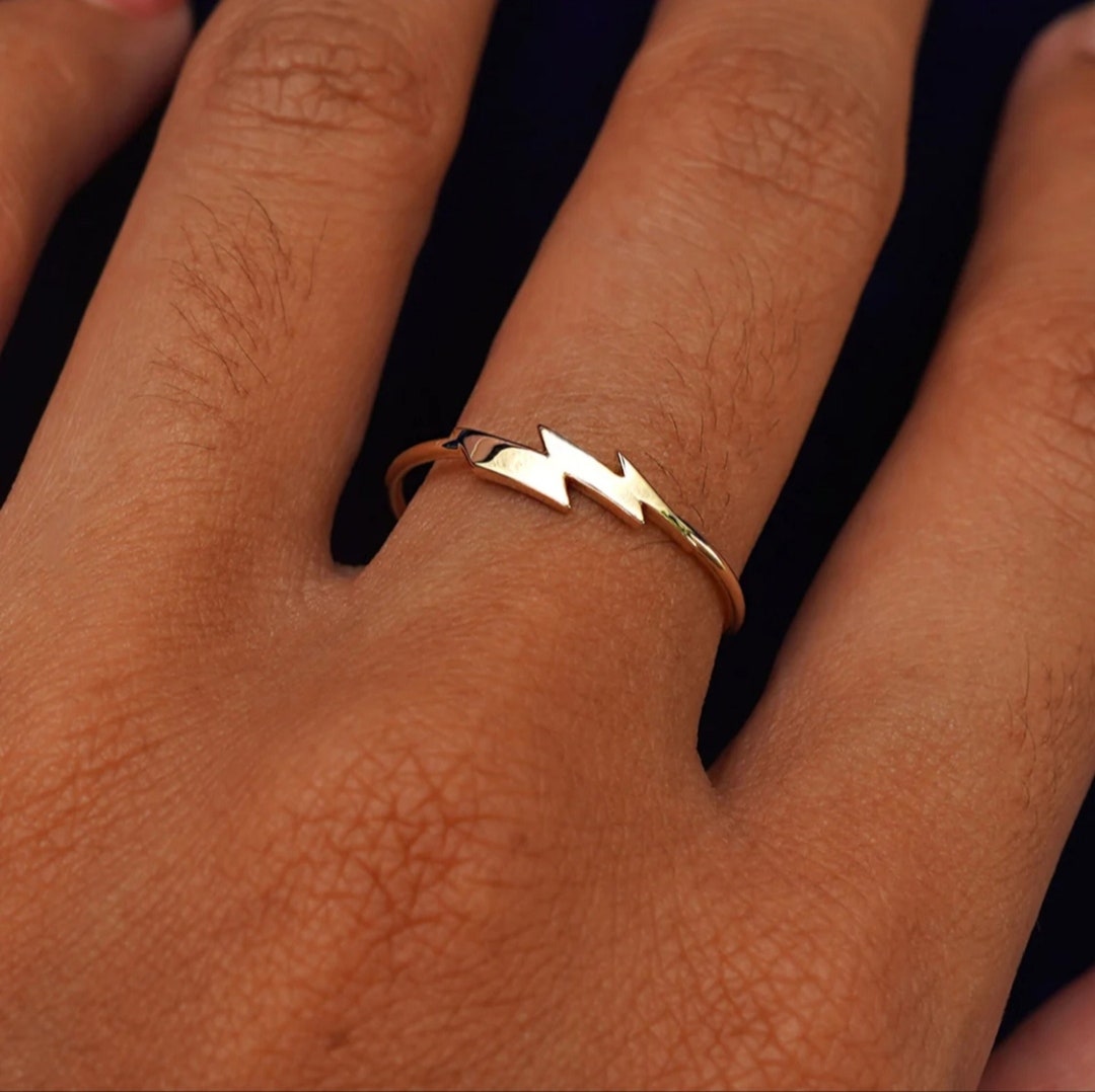 Blitz Ring aus Sterlingsilber Gold Bolt Ring - Etsy.de