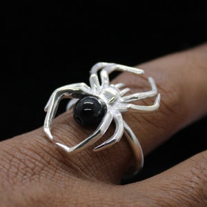 Gothic Spider Ring: Black Onyx, Silver Punk Jewelry - Etsy