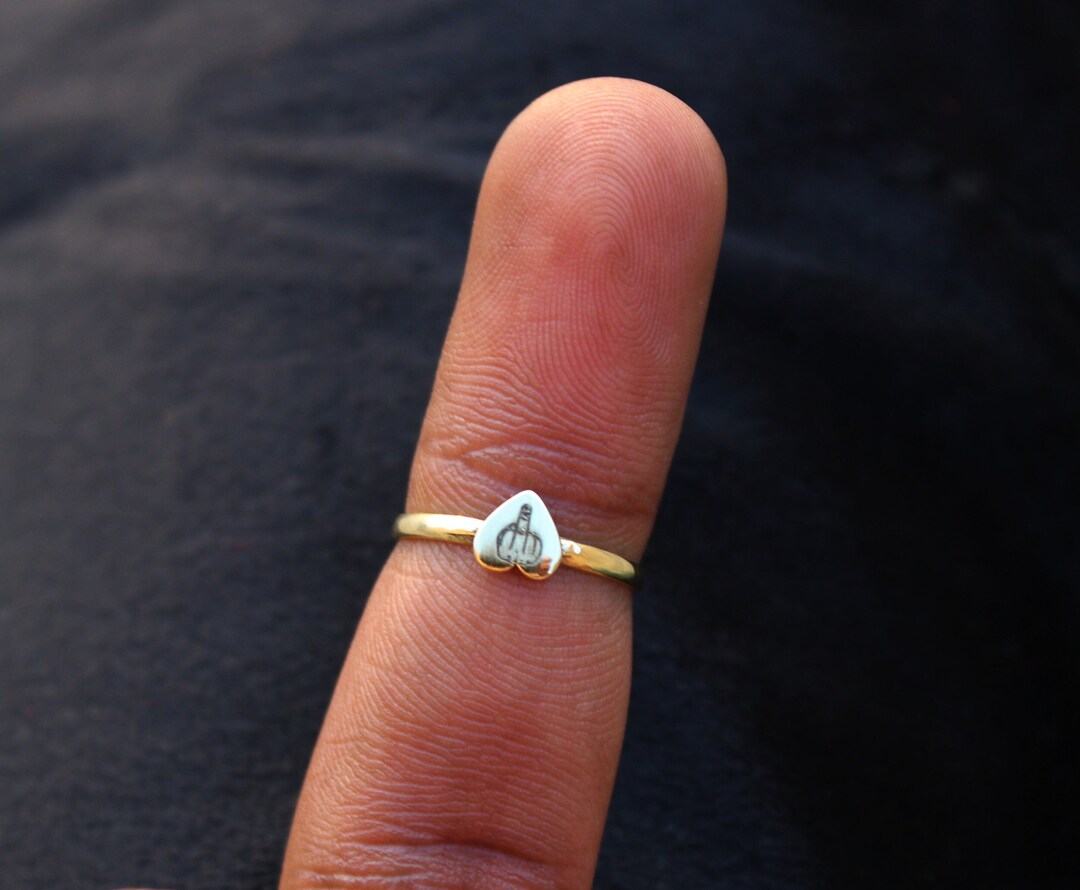 Middle Finger Ring, Break up Heart Signet Stacking Ring, Stackable Ring ...