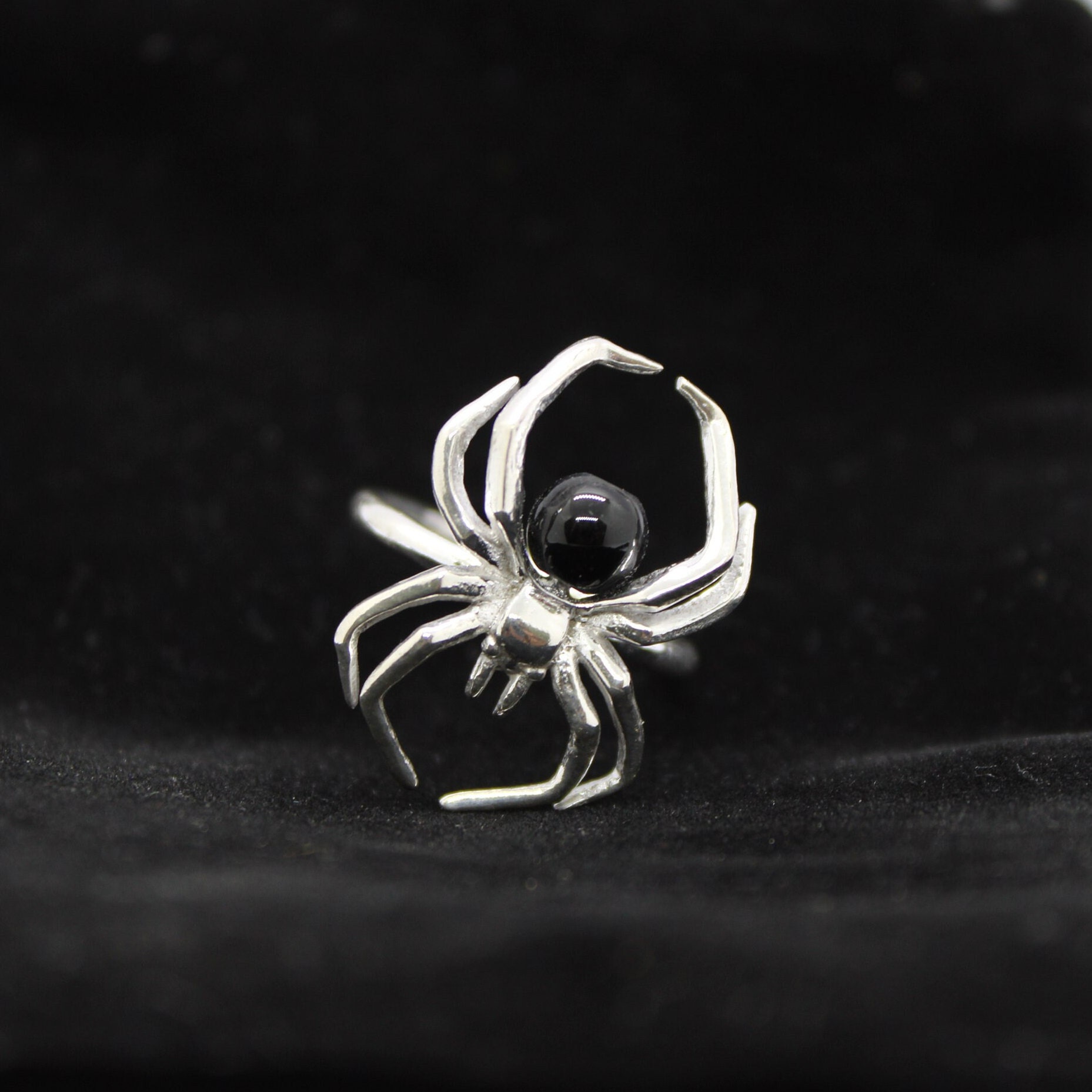 Gothic Spider Ring: Black Onyx, Silver Punk Jewelry - Etsy
