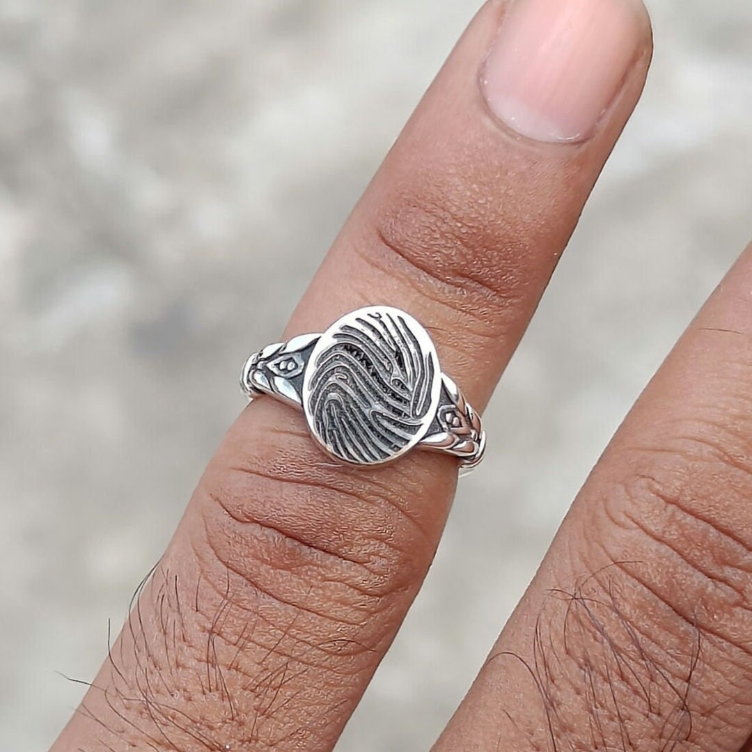 Personalized Fingerprint Ring, Actual Fingerprint Signet Ring, Custom ...