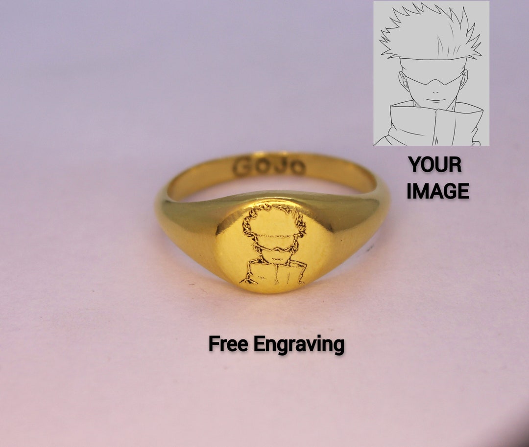 Signet Anime Character Ring, Jujutsu Kaisen Inspired Gold Ring, JJK ...