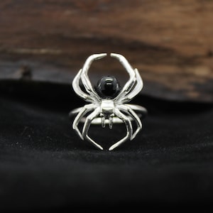 Gothic Spider Ring: Black Onyx, Silver Punk Jewelry - Etsy