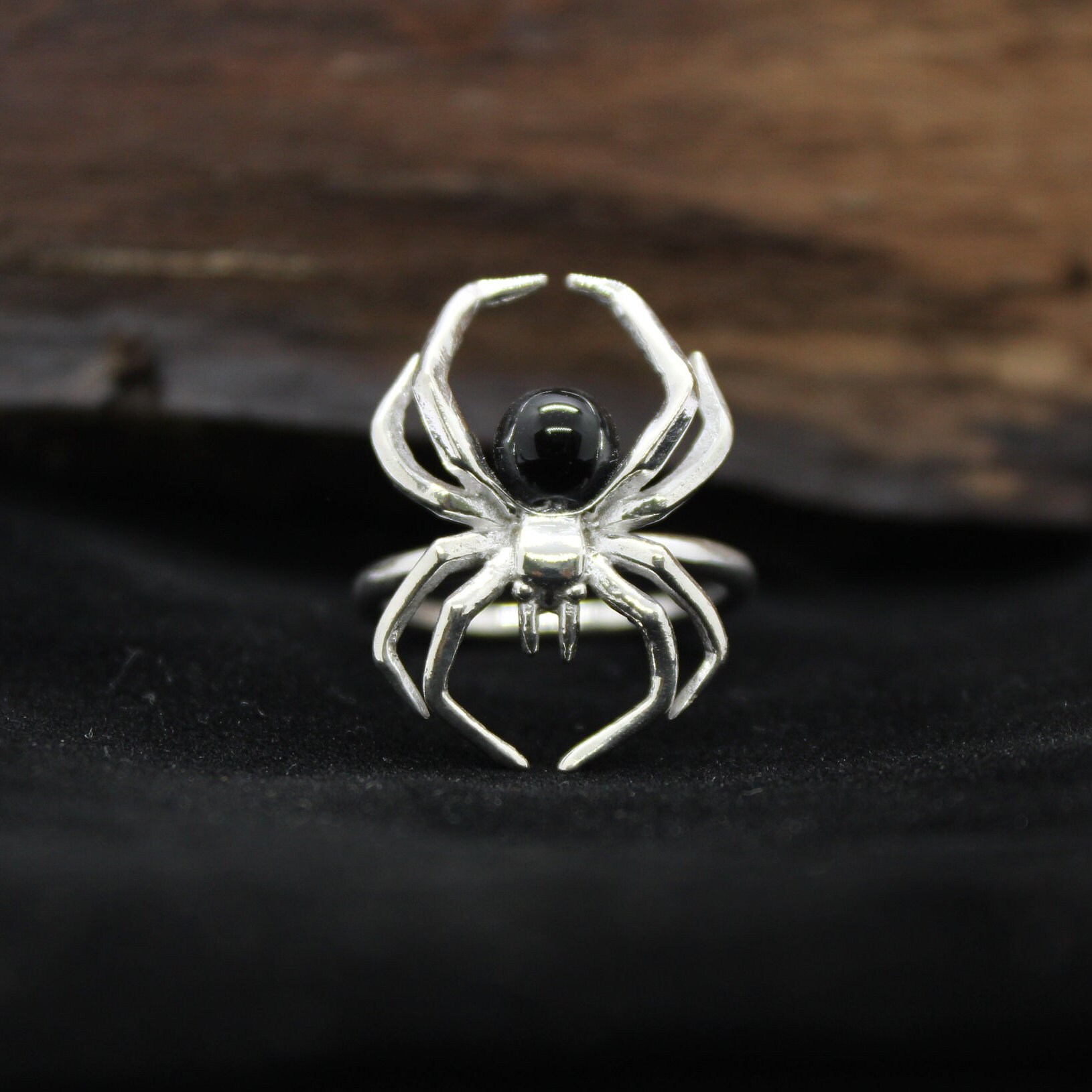 Gothic Spider Ring: Black Onyx, Silver Punk Jewelry - Etsy