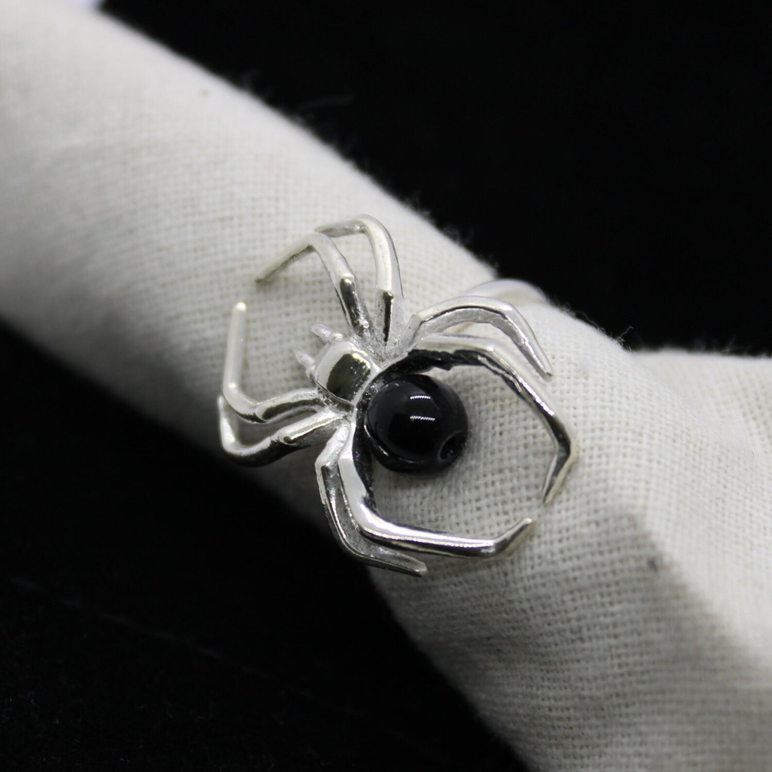 Gothic Spider Ring: Black Onyx, Silver Punk Jewelry - Etsy