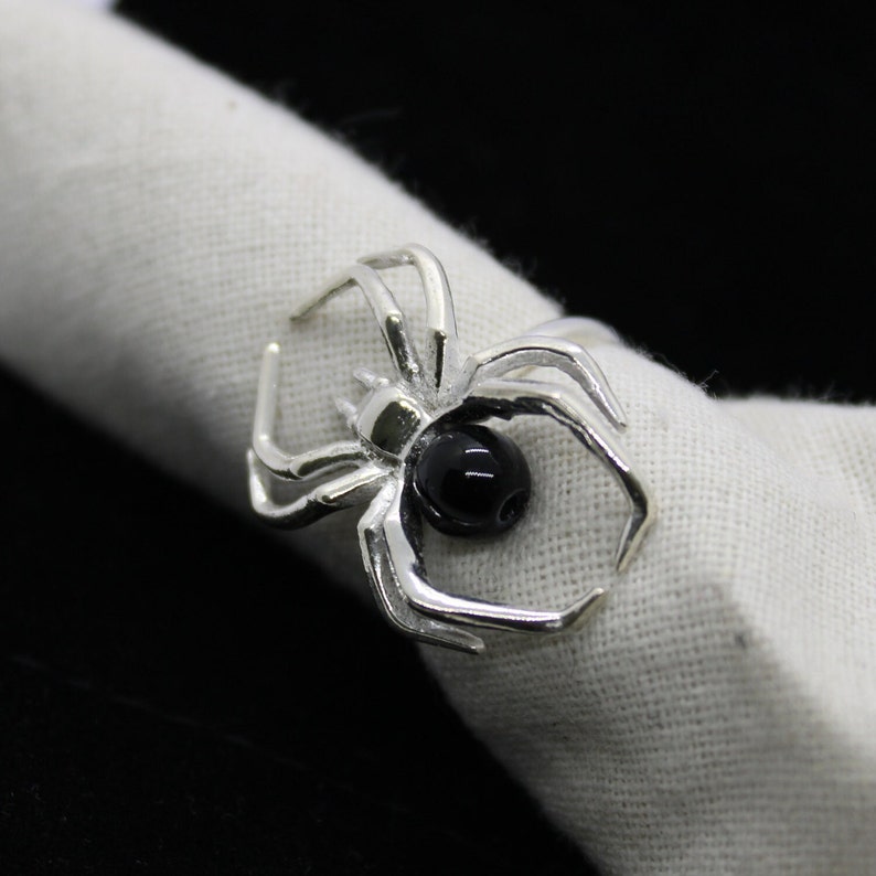 Gothic Spider Ring: Black Onyx, Silver Punk Jewelry - Etsy