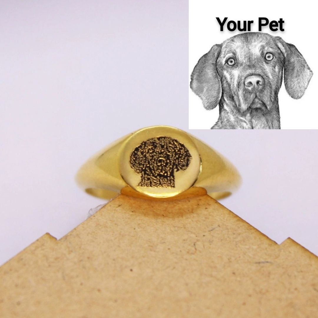 Custom Dog Portrait Signet Ring: Sterling Silver Pet Memorial - Etsy