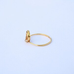 18k Gold Double Circle Diamond Dove Ring, Unique Handmade Gold Ring ...