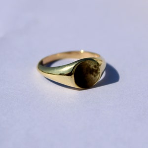 Custom Date Moon Phase Signet Ring: Gold Plated Sterling Silver - Etsy