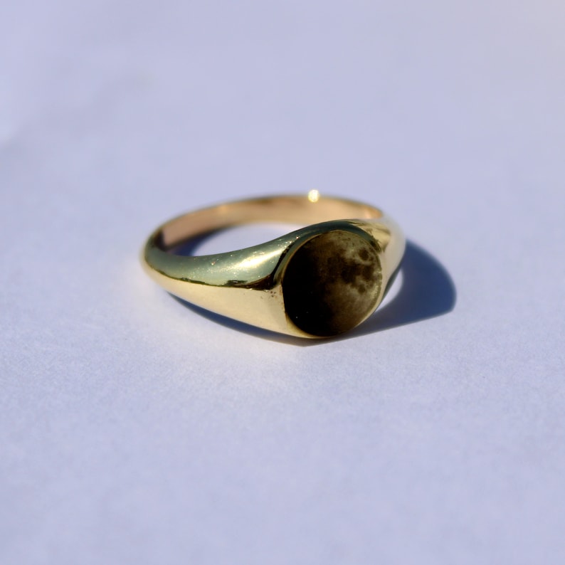 Custom Date Moon Phase Signet Ring: Gold Plated Sterling Silver - Etsy