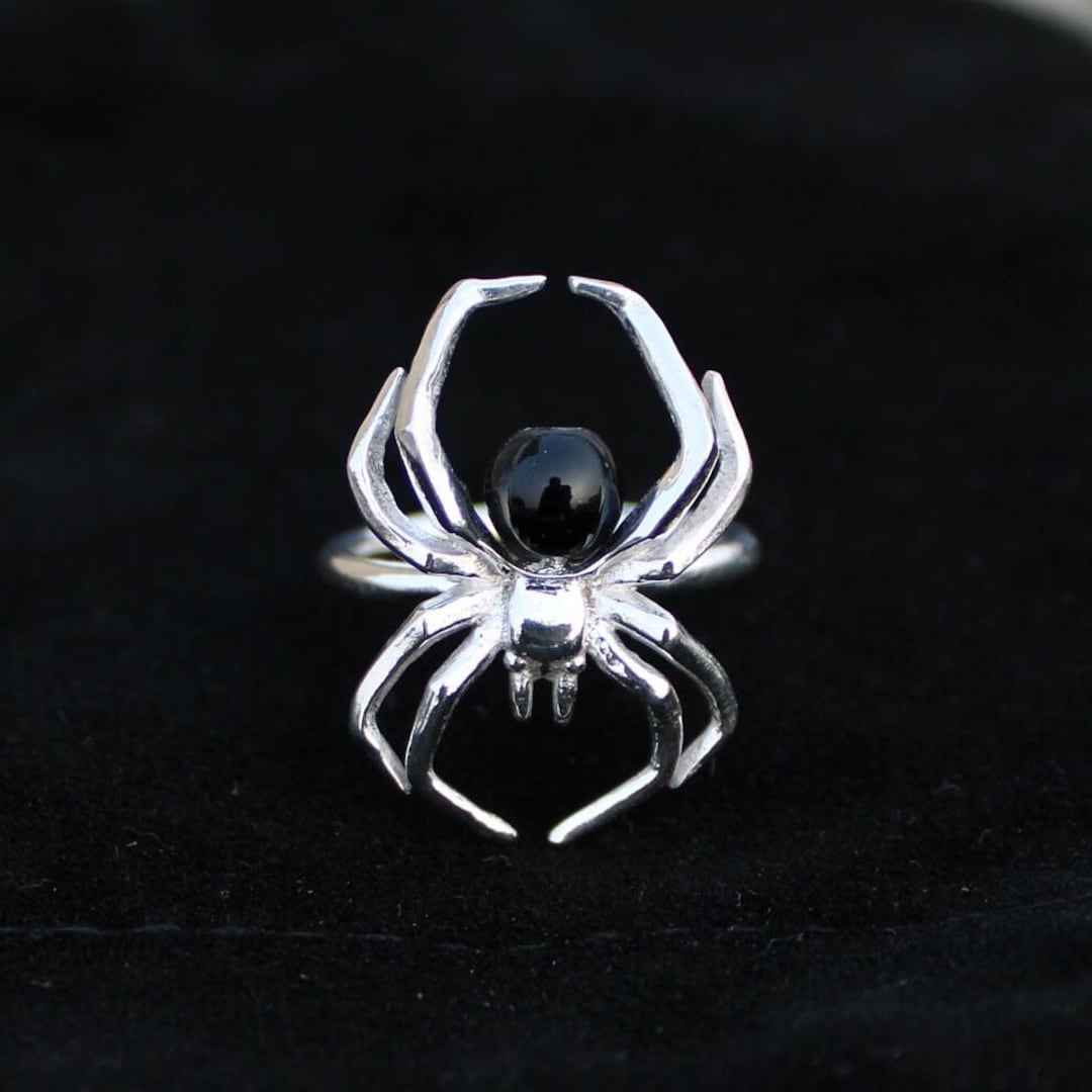 Gothic Spider Ring: Black Onyx, Silver Punk Jewelry - Etsy